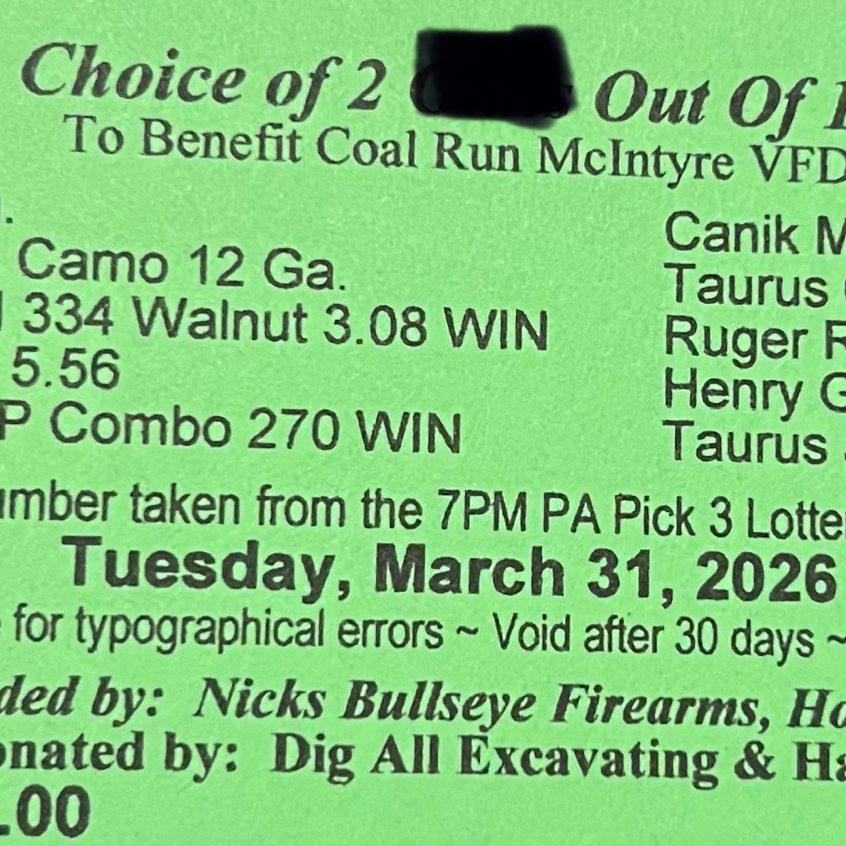CHOICE of 2 out of 10 for March! | Coal Run McIntyre VFD